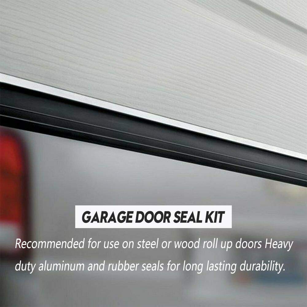 Heavy-Duty Universal Garage Door Bottom Seal, U & O Ring Design with Pre-drilled Aluminum Track Retainer Base Kit & Stoppers (20FT)