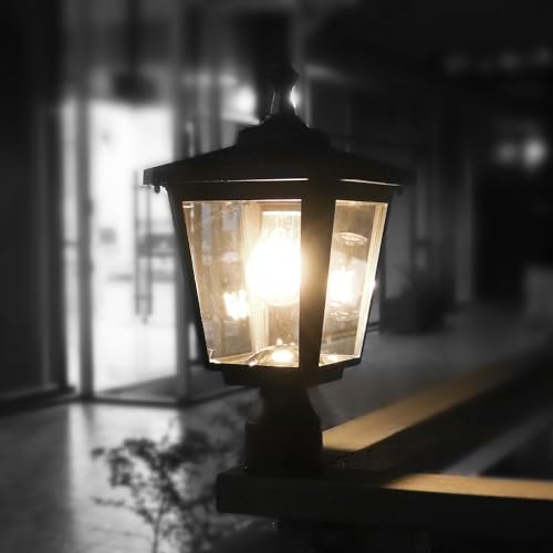 Kemeco Solar Post Light Outdoor ST4319Q Cast Aluminum Filament LED with Mounting Base for Pire Pillar Garden Yard Pole Bollard Gates Driveway Pathway Walkway