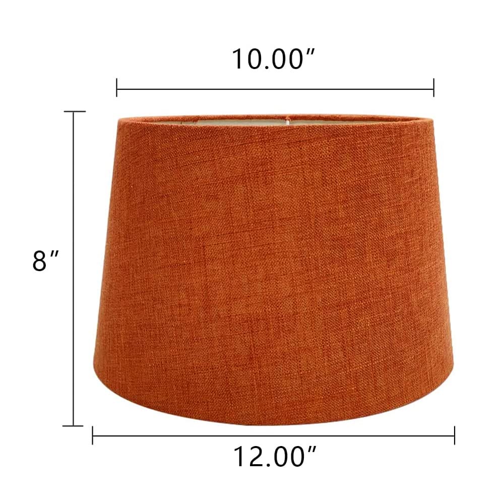 TOOTOO STAR 2 Pack Double 10x12x8" Fabric Natural Linen Cone Drum Hand Craft Medium Lamp Shade Set of 2, Lampshade for Floor Table Lamp, Spider (Set of 2, Rust Orange)