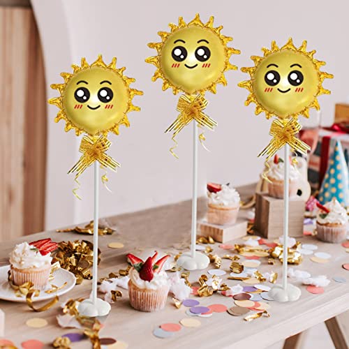 SBYURE Balloon Stick Stand - 12 Sets Balloon Cup with Stick and Flower Base Table Desktop Support Holder for Wedding Birthday Party Supplies,White
