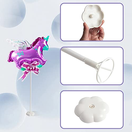 SBYURE Balloon Stick Stand - 12 Sets Balloon Cup with Stick and Flower Base Table Desktop Support Holder for Wedding Birthday Party Supplies,White