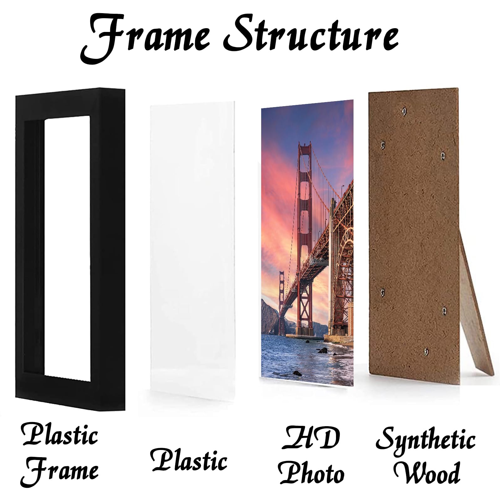 ijuerybai 6 Sets 8x12 Picture Frame, Frames for 8 x 12 Canvas Collage Photo Poster Certificate Wall Gallery, High Transparent Horizontal Vertical Black 8 by 12 Inches