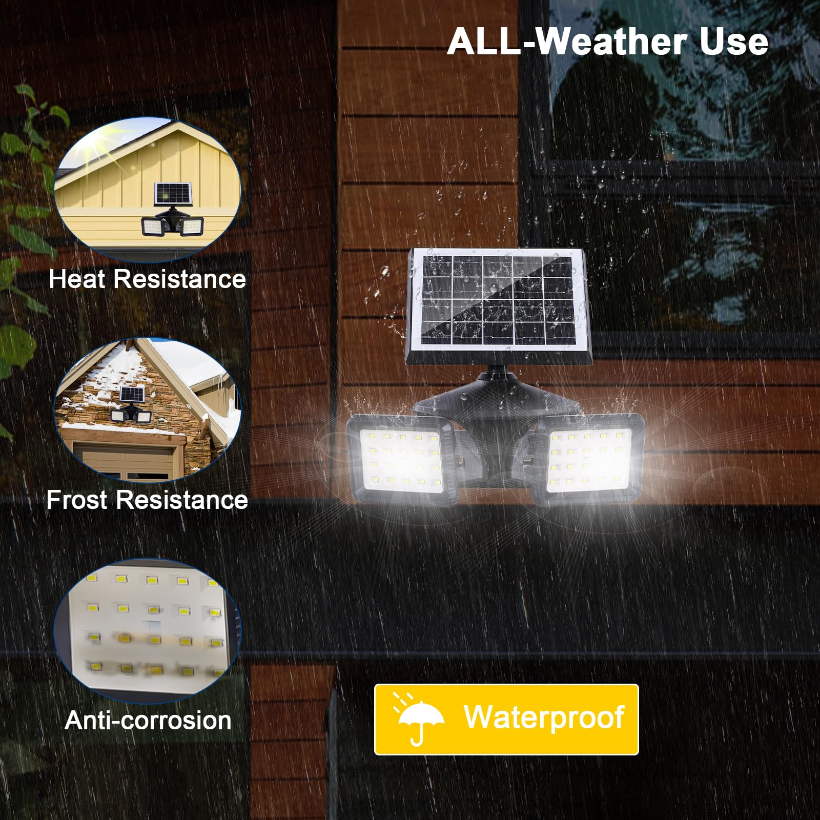 EMANER Outdoor Solar Lights with Motion Detector, 2-in-1 Solar Flood Light, 6000K Waterproof, Dusk to Dawn Cordless Security Light, Solar Powered Landscape Light for Yard, Garden, Porch, 2-Pack