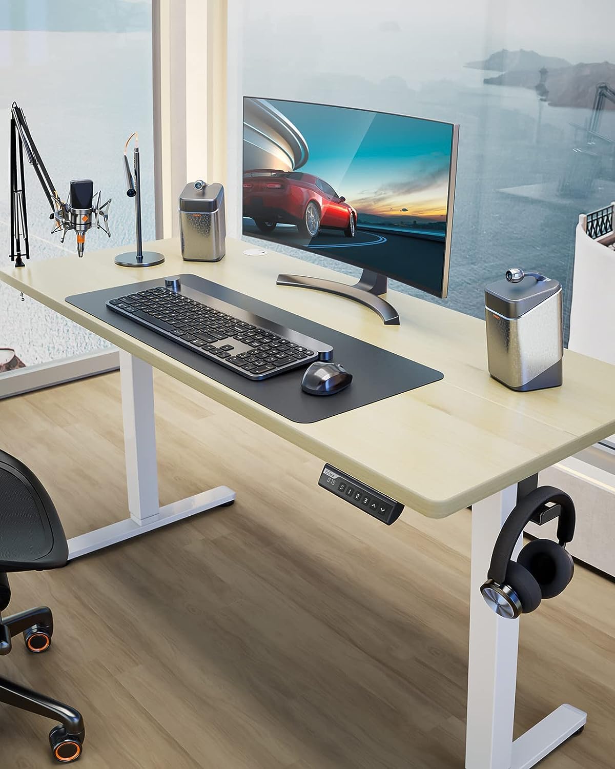 ErGear Height Adjustable Electric Standing Desk, 48 x 24 Inches Sit Stand up Desk, Memory Computer Home Office Desk (Natural)