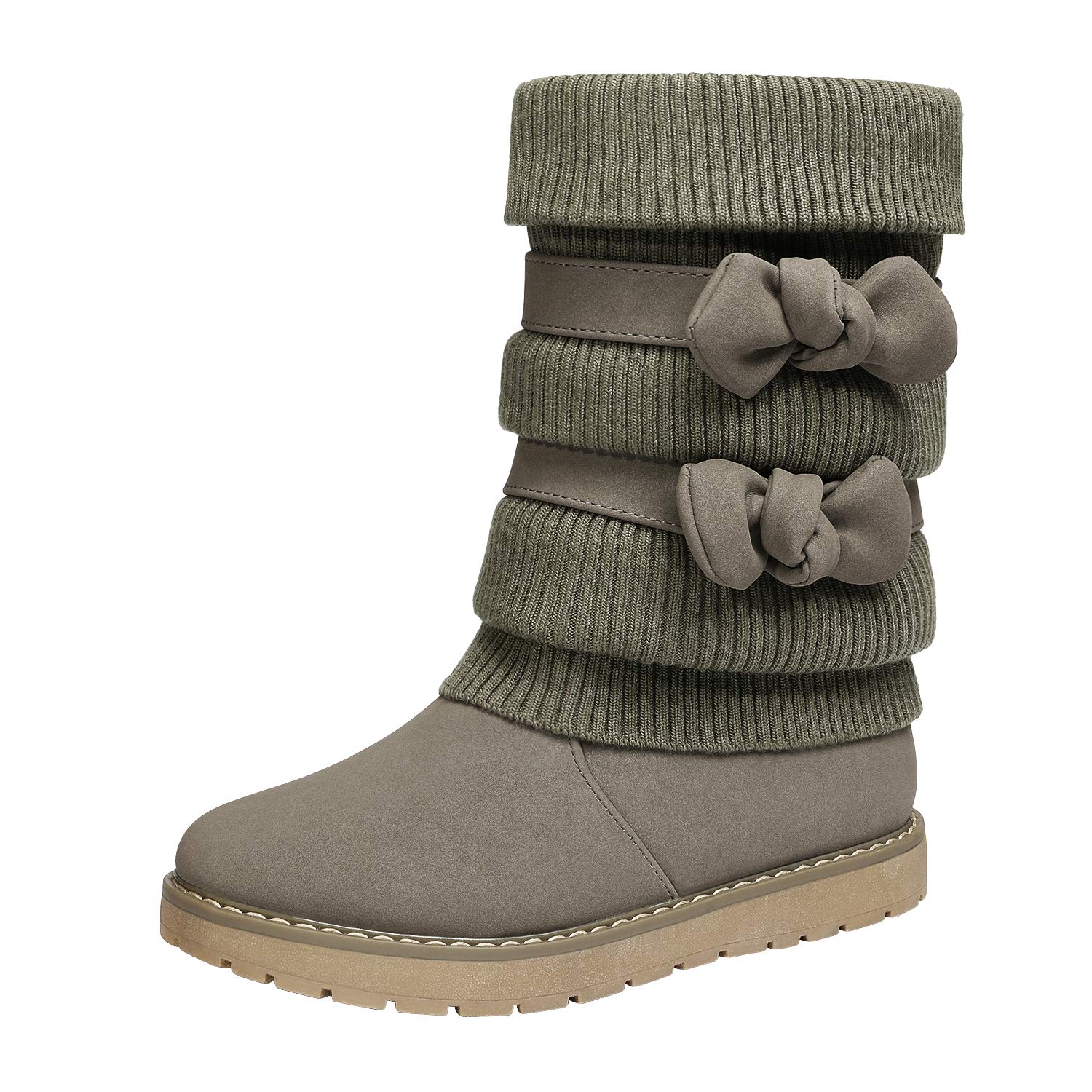 DREAM PAIRS Little Kid Klove Grey Pu Faux Fur Lined Mid Calf Winter Snow Boots Size 2 M US Little Kid
