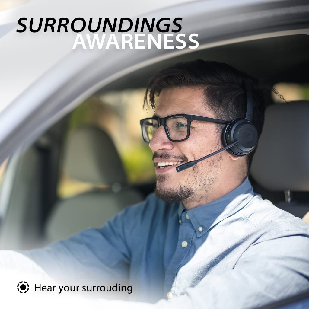 Avantalk Alto Solo - Wireless Headset with Mic for Work with Qualcomm Bluetooth Solution, CVC Noise-Canceling for PC, Computer & Laptop, Charging Stand, Mute Button, Wired Headphones Option