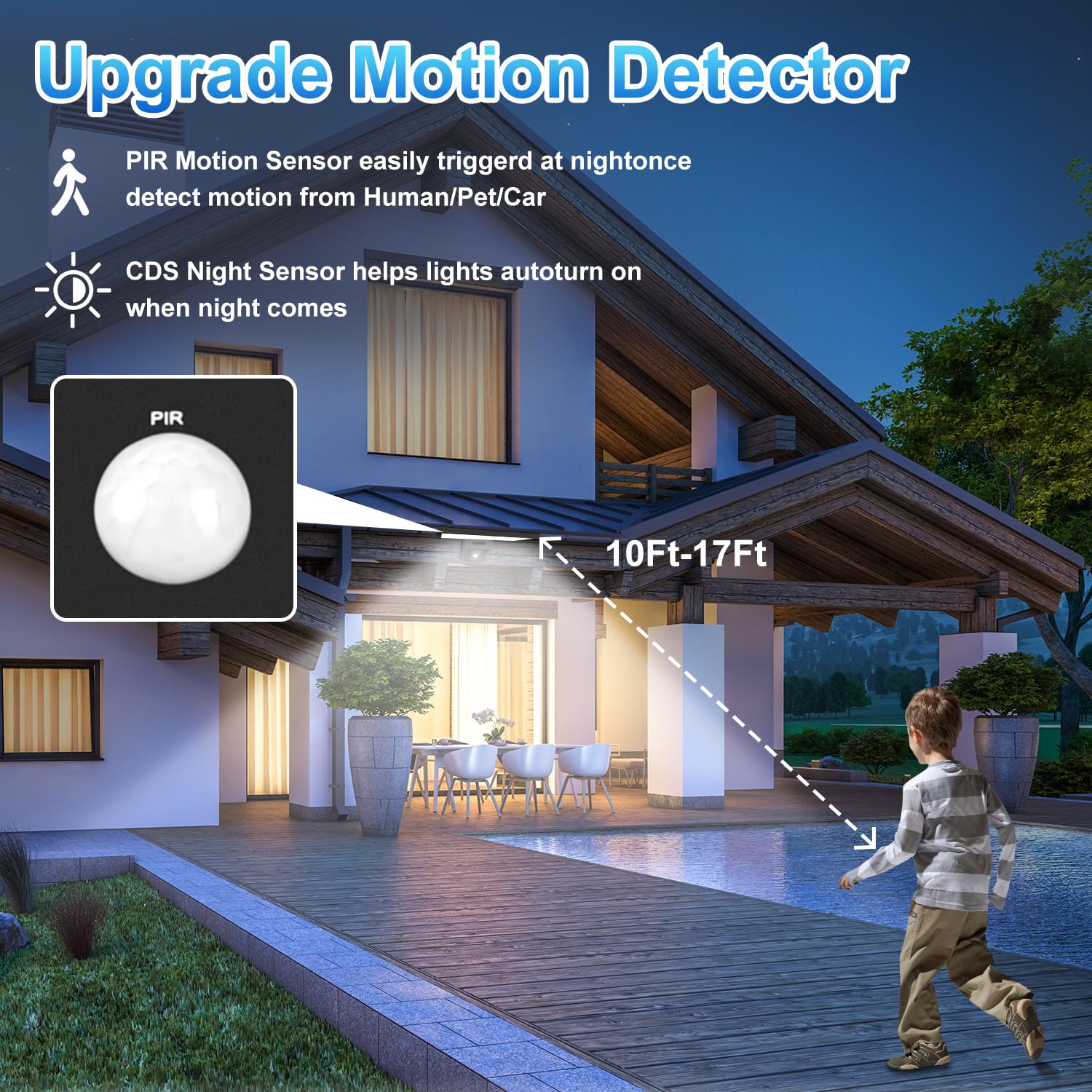 RIUVAO Solar Lights for Outside, 8000LM Led Motion Sensor Outdoor Lights, 4 Modes Solar Flood Lights Outdoor IP65 Waterproof for Yard Garden Path Parking lot(2pcs)