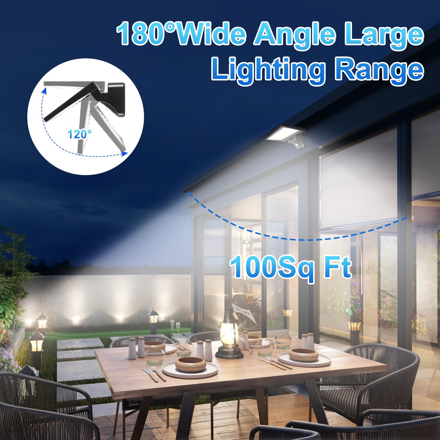 RIUVAO Solar Lights for Outside, 8000LM Led Motion Sensor Outdoor Lights, 4 Modes Solar Flood Lights Outdoor IP65 Waterproof for Yard Garden Path Parking lot(2pcs)