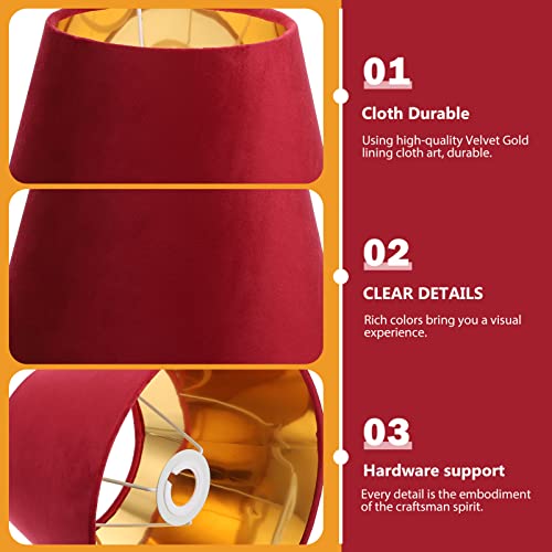 Uonlytech Chandelier Lamp Shades Fabric Barrel Lampshade Lamp Cover Small Clip On Lamp Shade for Table Wall Floor Lamp E27 Red