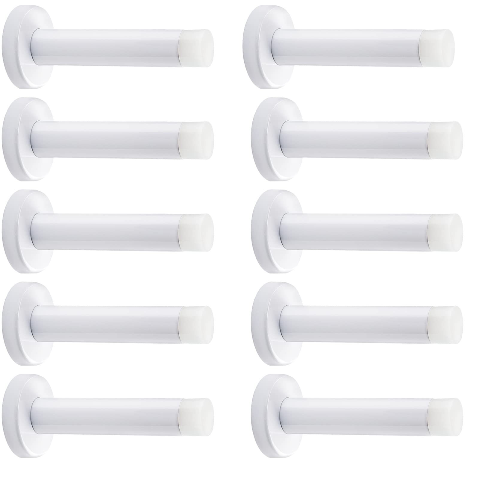 DOKU 10Pcs Door Stop, 3.5 Inch Heavy Duty 304 Stainless Steel Door Stopper with Rubber Tips Bumper, Wall Mounted Door Holder Protection Sound Dampening, White