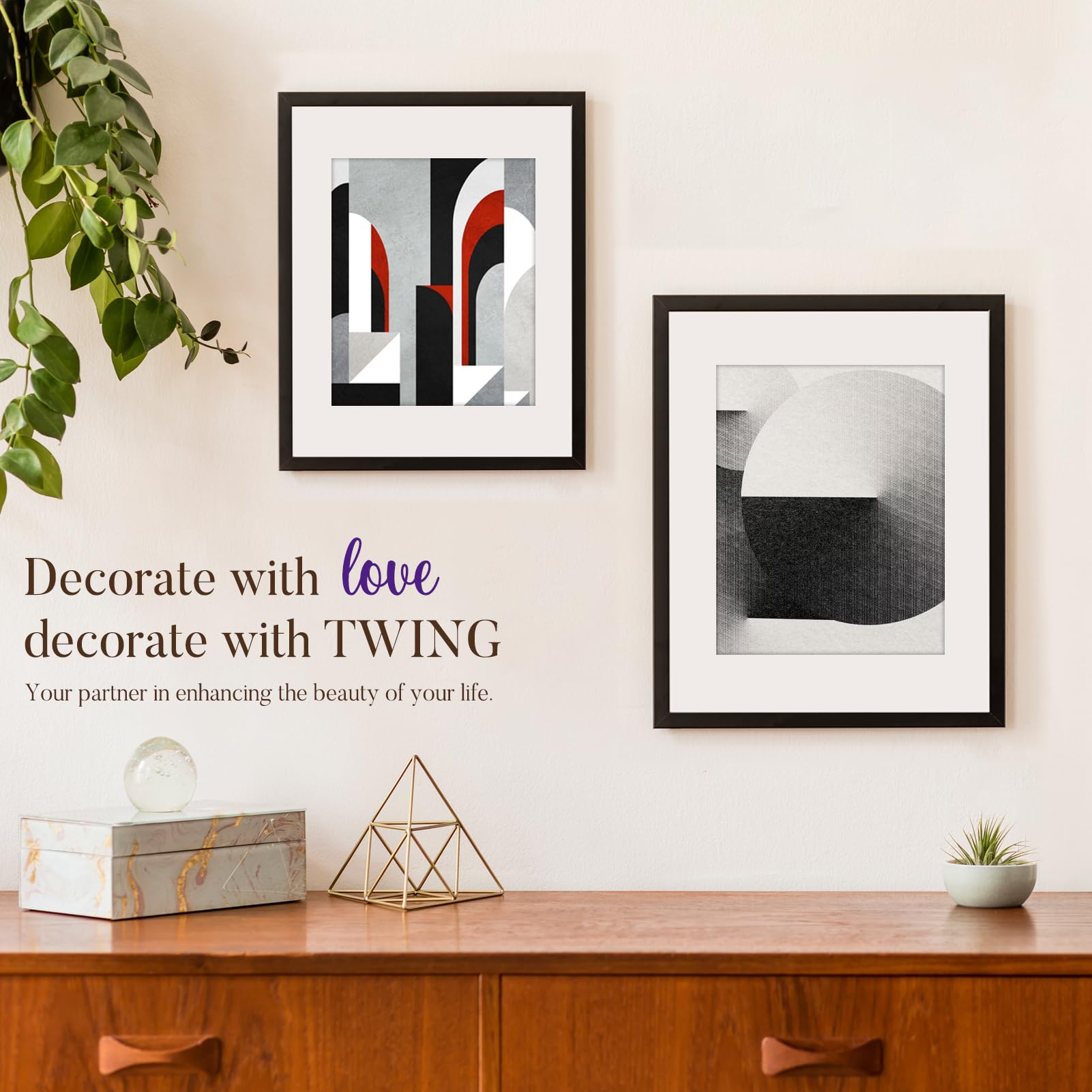 TWING 11x14 Picture Frames Set of 6, Gallery Wall Frame Set Display Photo 8 x 10 with Mat or 11 x 14without Mat Black Composite Wood Wall Mounting, Ideal Valentine Gifts for Him/Her