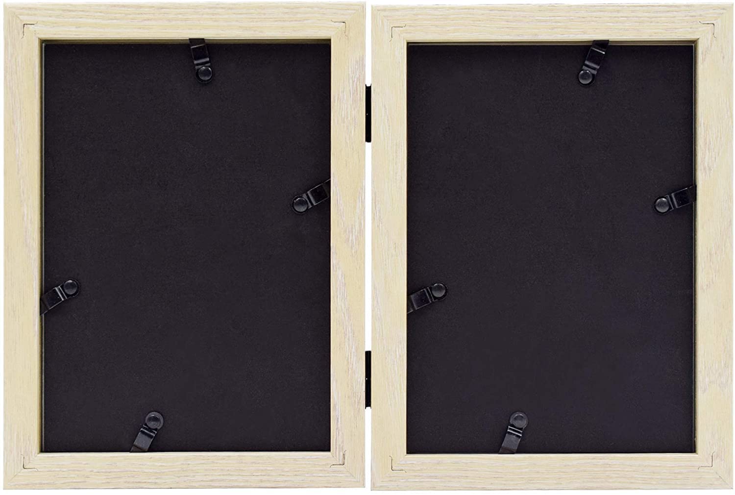 Golden State Art, 5x7 Double Hinged Picture Frame, Two Photo Folding Frames, for Wedding Family Pictures Collage (Beige, Double, 5x7)