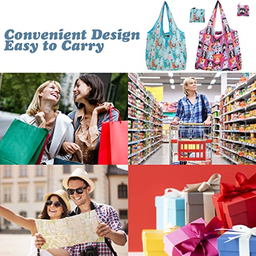 THVALUE Reusable Tote Bag Foldable Shopping Grocery Bags, Washable Durable Shopping Bags Eco-Friendly Ripstop Nylon Tote Bags Waterproof & Lightweight, 6 Pack