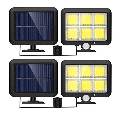 120 COB LED Solar Street Light Remote Control Outdoor Motion Sensor Solar Wall Light Flood Light Lamps for Street Path Garden Patio Steps 2pcs (120COB LED)