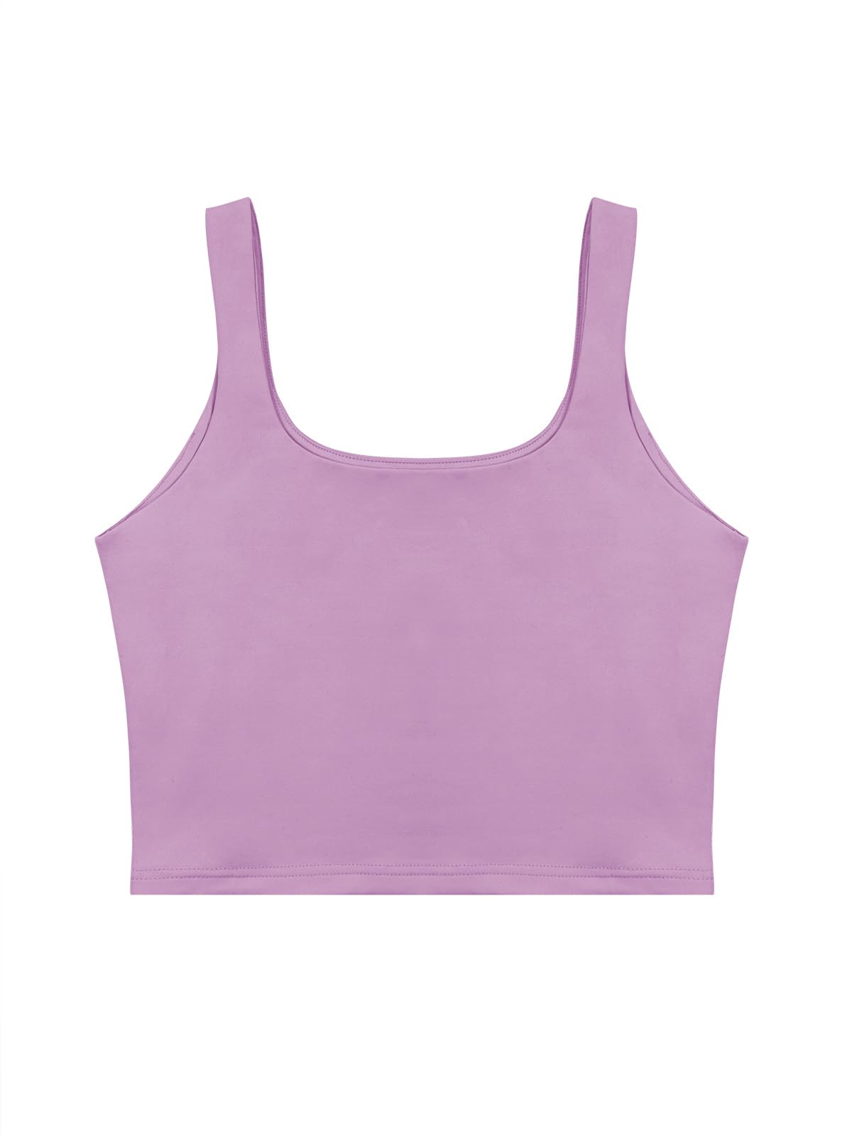 REORIA Women's Summer Sexy Basic Sleeveless Square Neck Fitted Seamless Yoga Cropped Tank Cute Crop Tops Violet Medium
