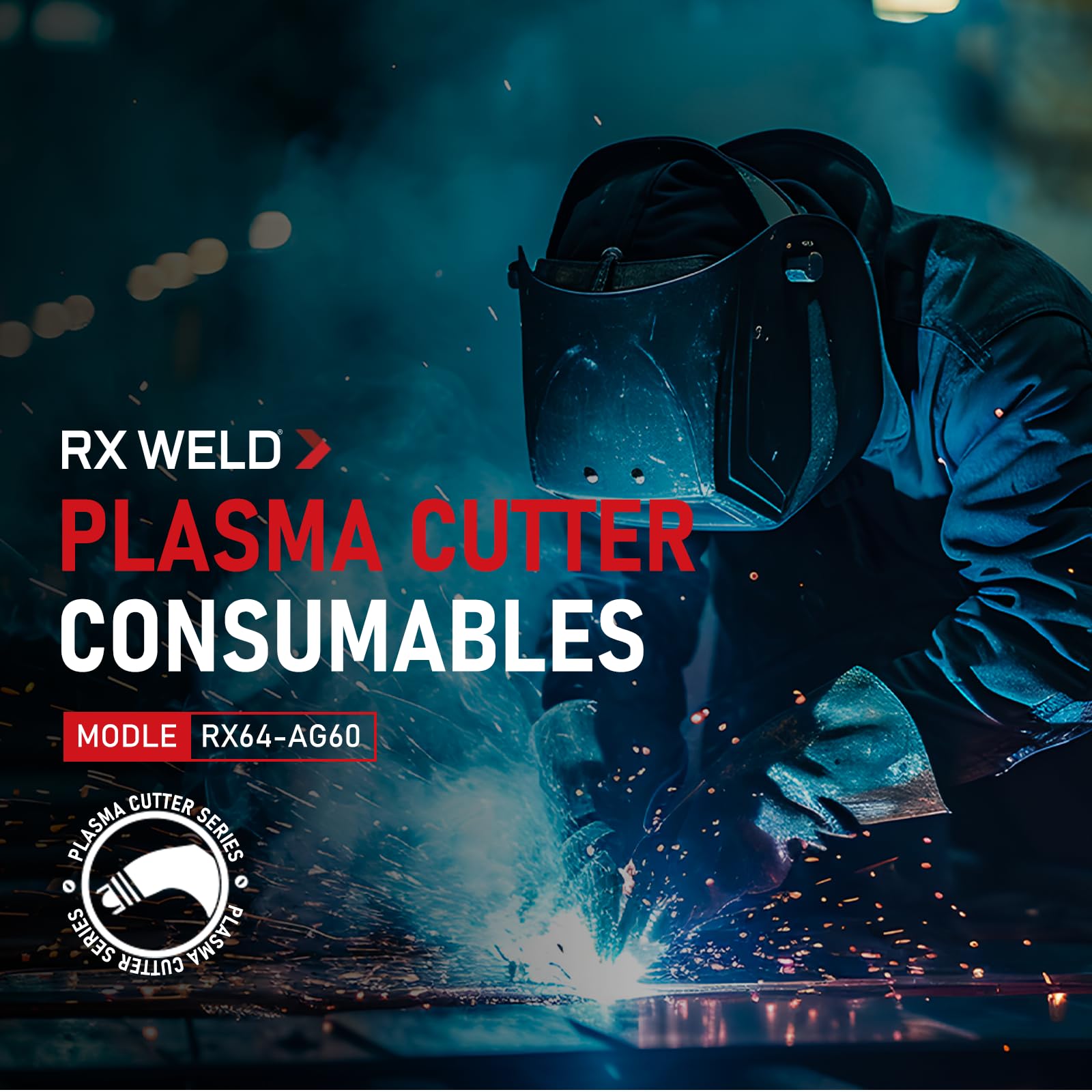 RX WELD 52Pcs Plasma Cutter Torch Consumables Electrode Nozzles Cups Kit Galvanized Copper Ceramic AG-60 Consumables
