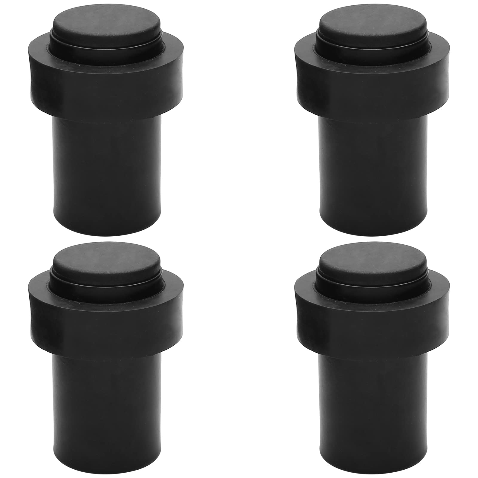PHITUODA 4 Pack Heavy Circular Duty Door Stop with Black Rubber Bumper, Floor Stainless Steel Door Stopper for Protecting Door Wall, Heavy Duty Commercial Industrial Floor Door Stopper