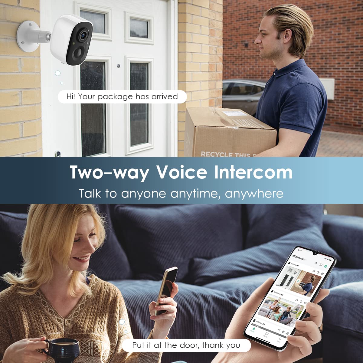 Solar Security Cameras Wireless Outdoor, Outdoor Camera Wireless 2-Way Talk Battery Powered Wi-Fi Cameras for Outside/Indoor 1080P Night Vision AI Motion Detection Spotlight Siren Alarm Waterproof