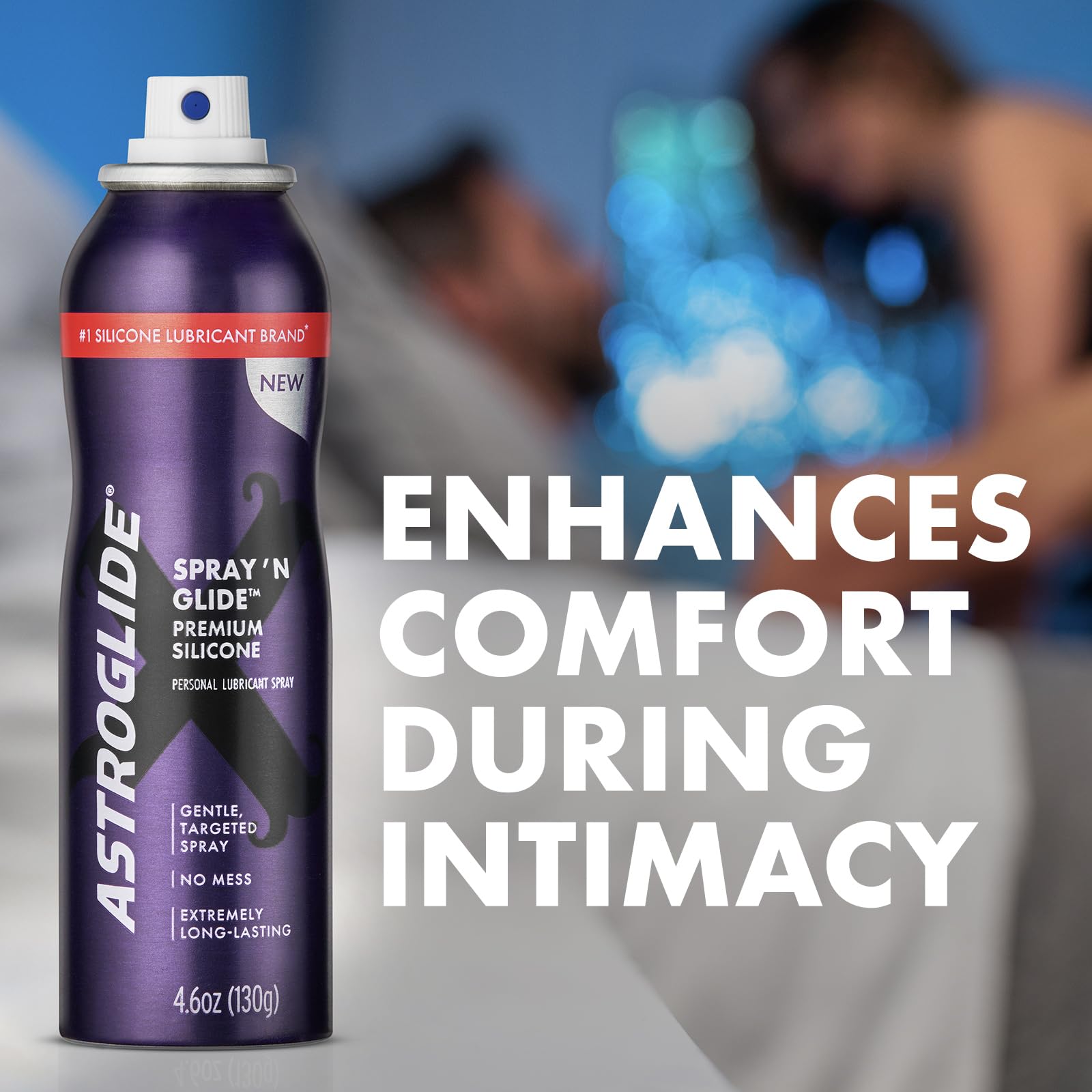 Astroglide Silicone Spray Lube (4.6oz), X Spray 'n Glide Personal Lubricant, Sex Lube, Less Mess & Silky Smooth, Waterproof for Water Play