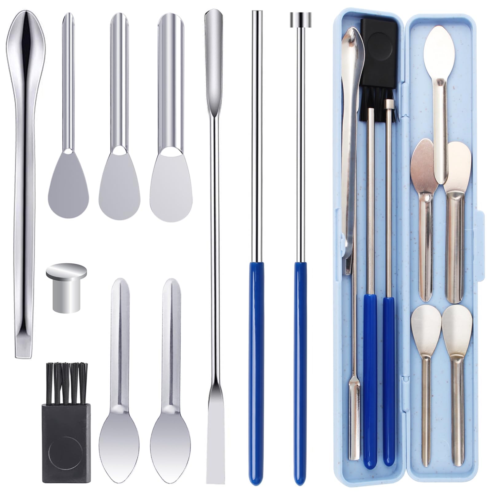 11 Piece Capsule Filling Machine Kit for Pill Filler - Micro lab Spoons Spatula Tool for Gel Capsules Empty Quickly Fill Tray with Herb Powder Tamper Tools All Sizes # 000 00 0 1 2 3 4 5