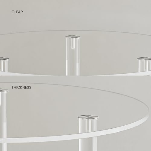 GOIOOIA Acrylic Coffee Table Round - 23.62" D X 23.62" W X 15.75" H Clear Coffee Table for Small Living Room Office Apartment Reception Room Modern Waterproof Sturdy Anti-Corrosion
