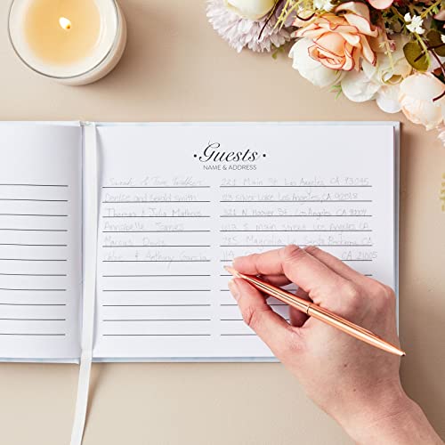 Floral Wedding Guest Book for Reception, Party, Baby Shower, Birthday (8.3 x 6.25 in, 56 Pages)