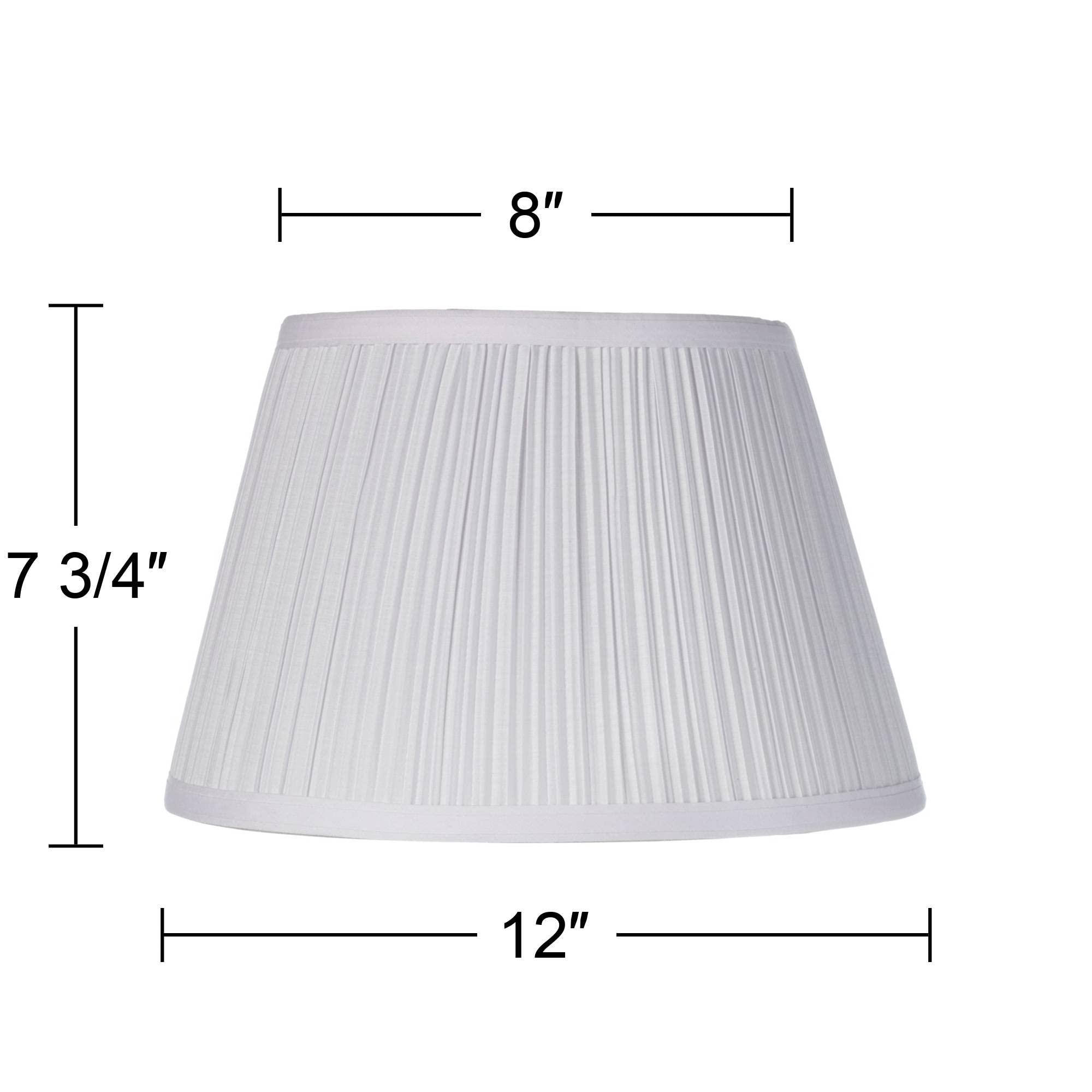 Empire Lamp Shade White Mushroom Pleated Small 8" Top x 12" Bottom x 8" High Spider with Replacement Harp and Finial Fitting - Springcrest