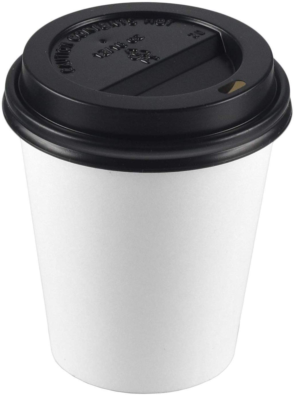 NYHI 100 Pack 12 oz White Paper Disposable Coffee Cups with Black Lids Hot Cold Beverage Drinking Cup for Water Juice Espresso Tea Ideal for Water Coolers Party