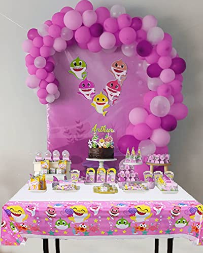 2 Pack Pink Shark Tablecloth - 70.8x42.5 Inch Undersea World Plastic Disposable Table Cloth Shark Baby Table Cover for Girls Birthday Party Supplies