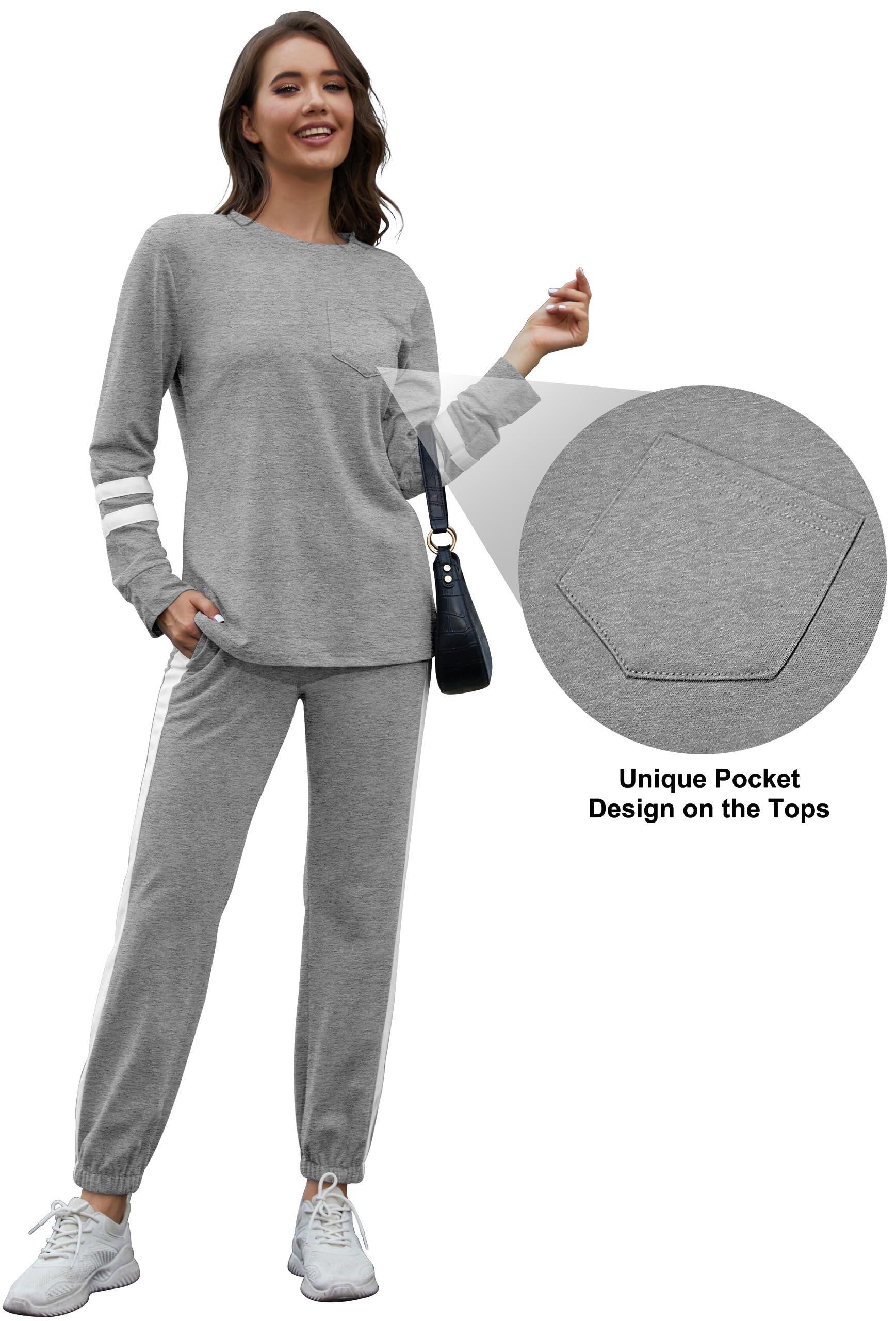 RUBZOOF Tracksuit for Women Set Plus Size Two Piece Lounge Wear Sweatsuit Outfits Gray 3XL