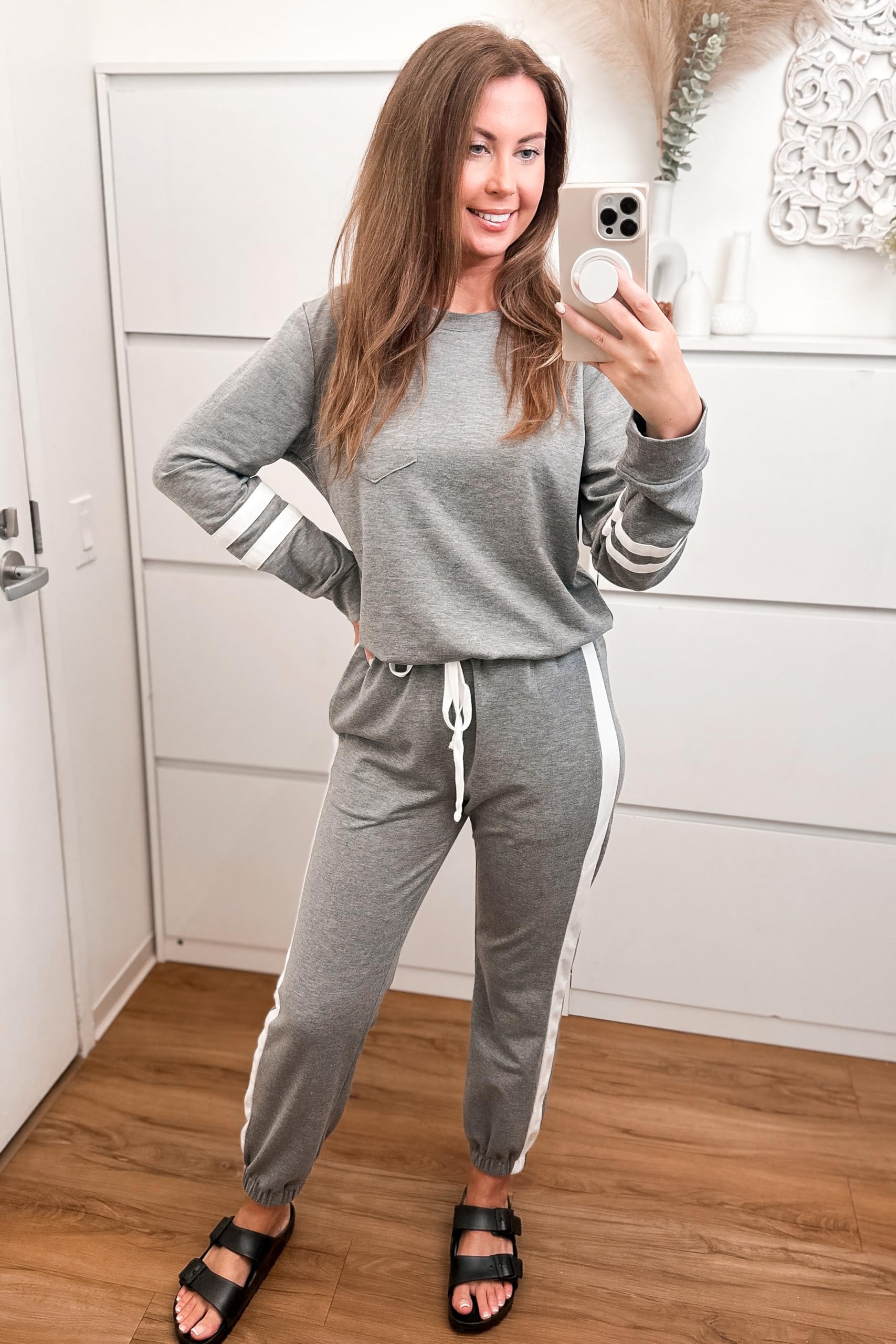 RUBZOOF Tracksuit for Women Set Plus Size Two Piece Lounge Wear Sweatsuit Outfits Gray 3XL