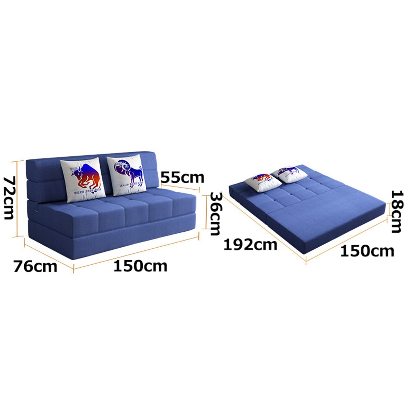 UsmAsk Sofa Bed Single Seat Chair 2 Seats Folding Reclining Sofa 2 Seats Ning Sofa Low Bed Mattress Sofa Bed Compact Floor Sofan,Light Gray,72Γ76Γ72cm (Dark Gray 72Γ76Γ150cm)