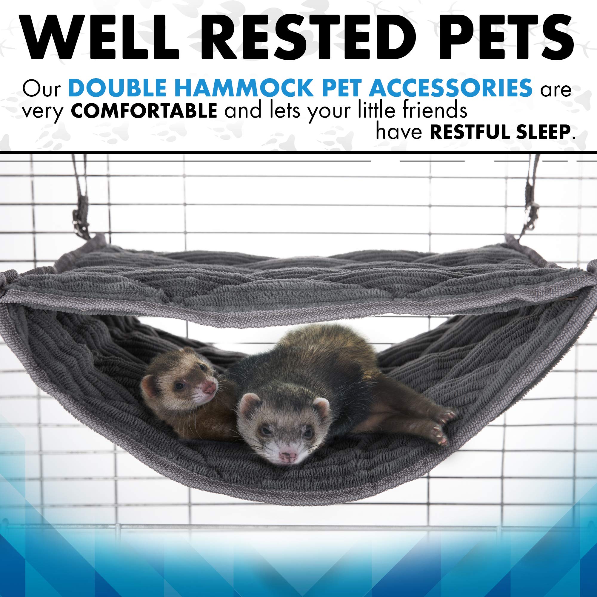 2 Brothers Wholesale Ferret Hammock for Cage - Plush Double Bunk Bed Hanging Clips - Perfect for 2 or More Small Pets! (Rats, Ferrets, Hamsters, Guinea Pigs, Chinchillas & Squirrels) - Purple