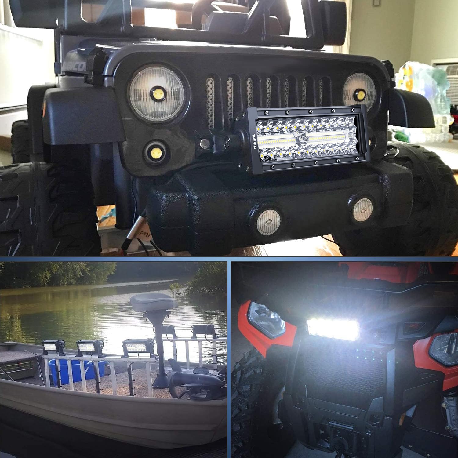 Nilight LED Light Bar 9.5 Inch Triple Row Spot Flood Combo 64LEDs Lights Fog Driving Work Backup Bumper Lighting for Off-Road Truck SUV ATV UTV
