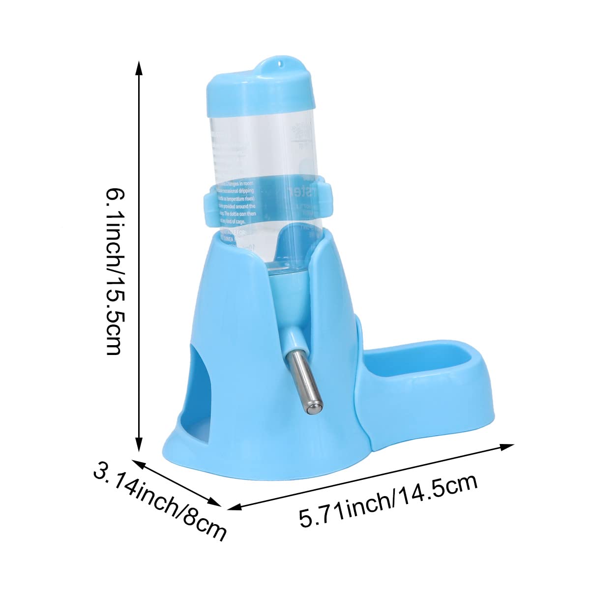 Litewoo Hamster Water Bottle with Food Container Base Hut No Drip Drinking Dispenser for Dwarf Hamster Rats Mouse Gerbil Mice(Blue 80ML Removable Base)