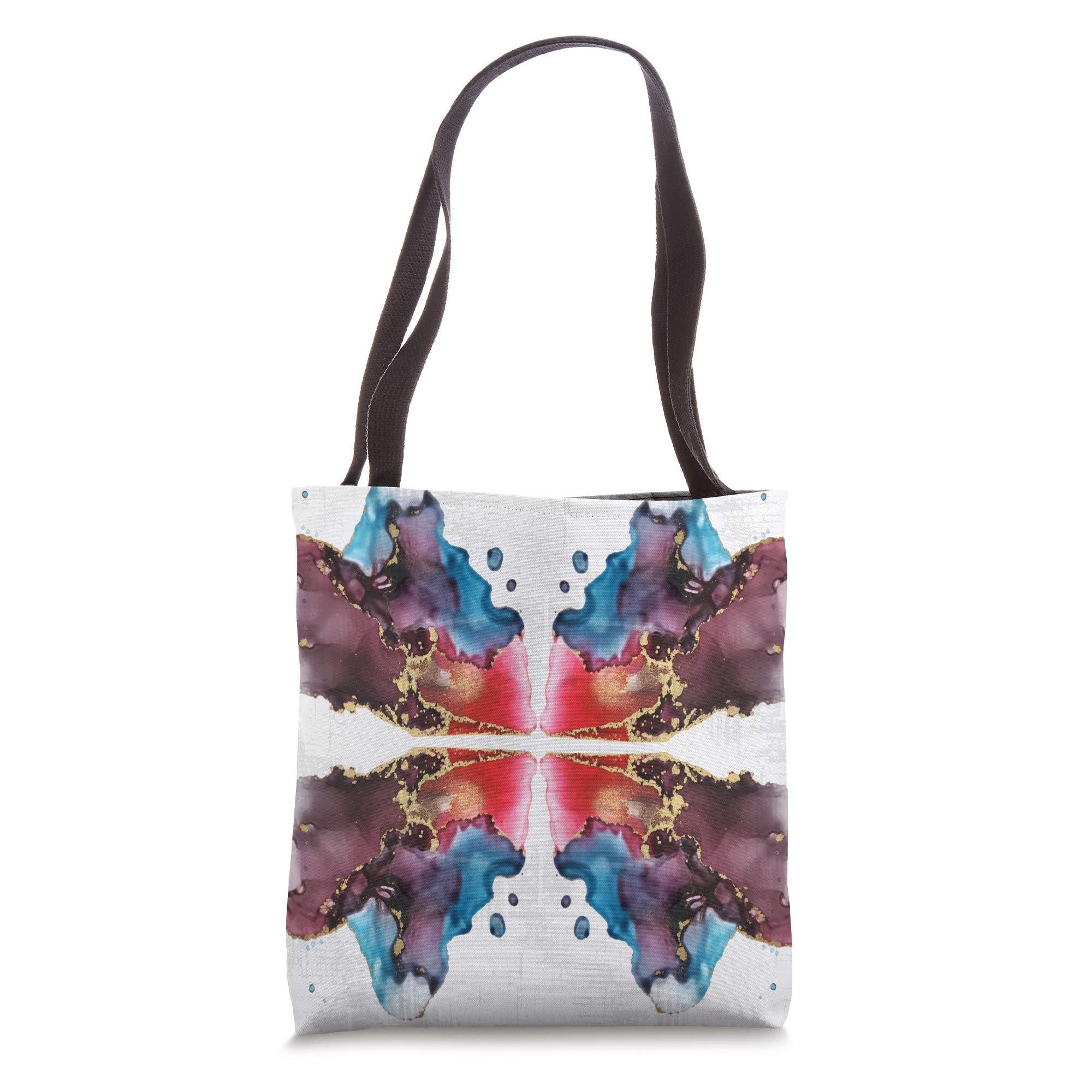 Red, Purple & Blue Modern Art Alcohol Ink Distressed Pattern Tote Bag