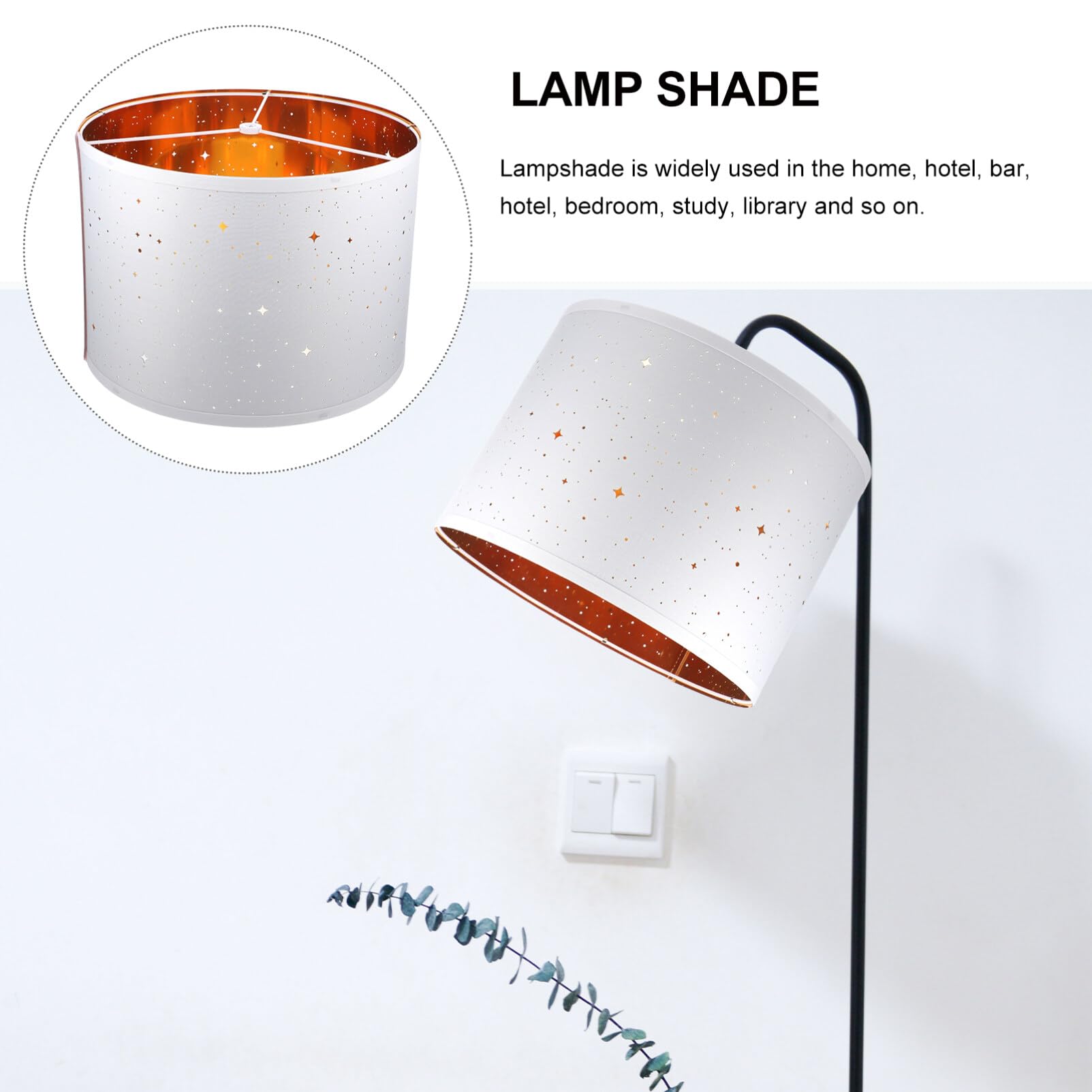 Didiseaon Drum Lampshades, Medium Lampshades 12.97 Top X12.97 Bottom X9.43 High, Fabric Lampshades Star Pattern Lampshade for Table Lamps Floor Lamps, Spider Fitter Type
