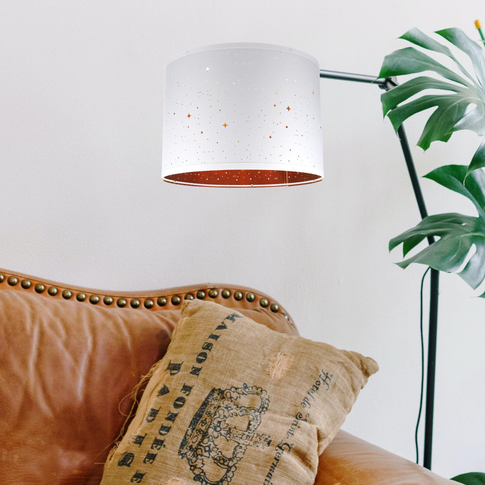 Didiseaon Drum Lampshades, Medium Lampshades 12.97 Top X12.97 Bottom X9.43 High, Fabric Lampshades Star Pattern Lampshade for Table Lamps Floor Lamps, Spider Fitter Type