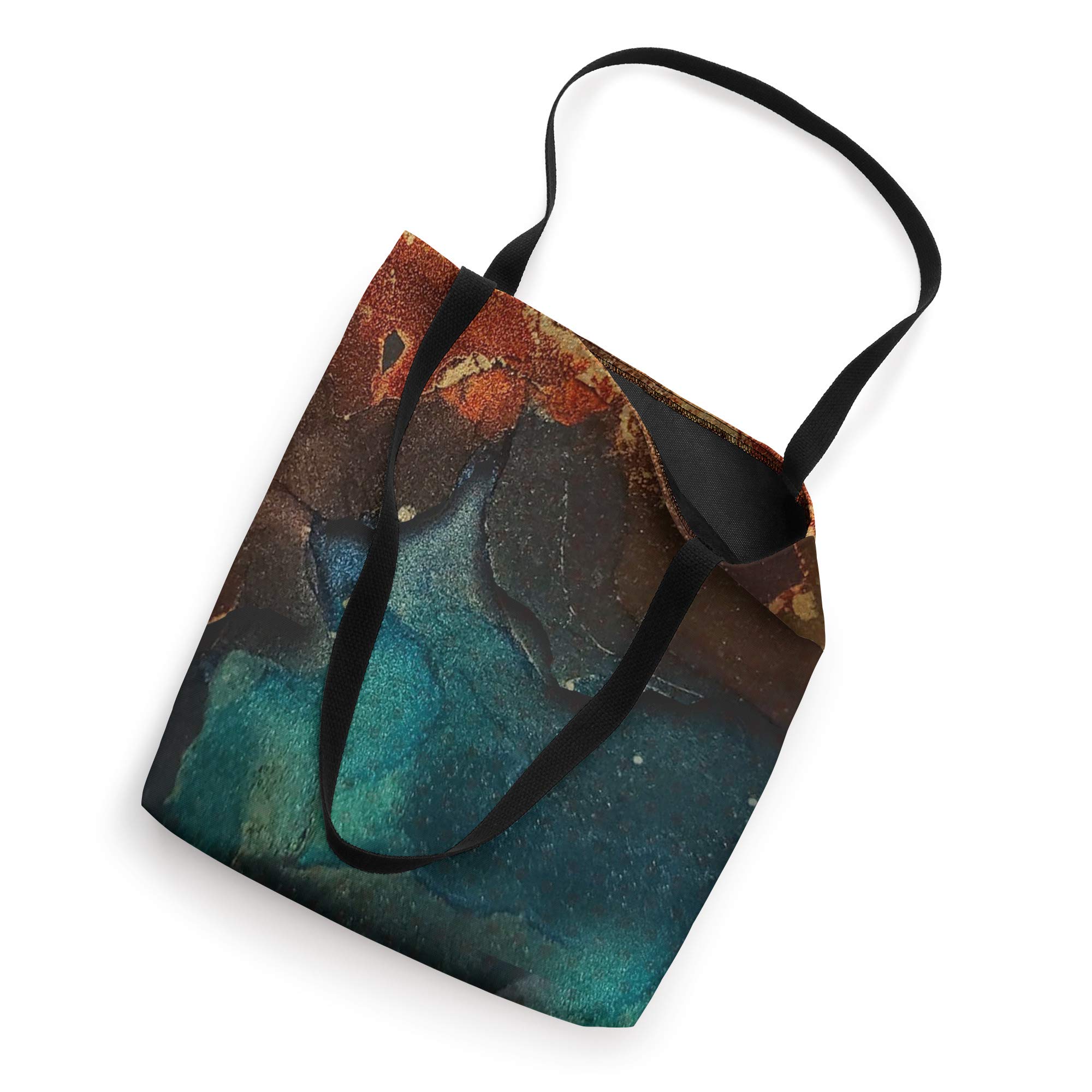 Orange & Deep Teal Modern Art Alcohol Ink Distressed Pattern Tote Bag