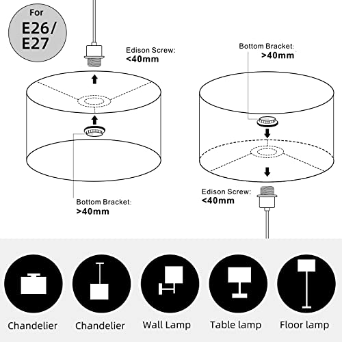 YISUN Lamp Shades Set of 2, Drum Fabric Lampshades for Table Lamps, Wall Lamp, Floor Lamp, Natural Linen Hand Crafted, For E26/E27 Lampholder Medium Drum Shades, Spider Fitter (Linen White)