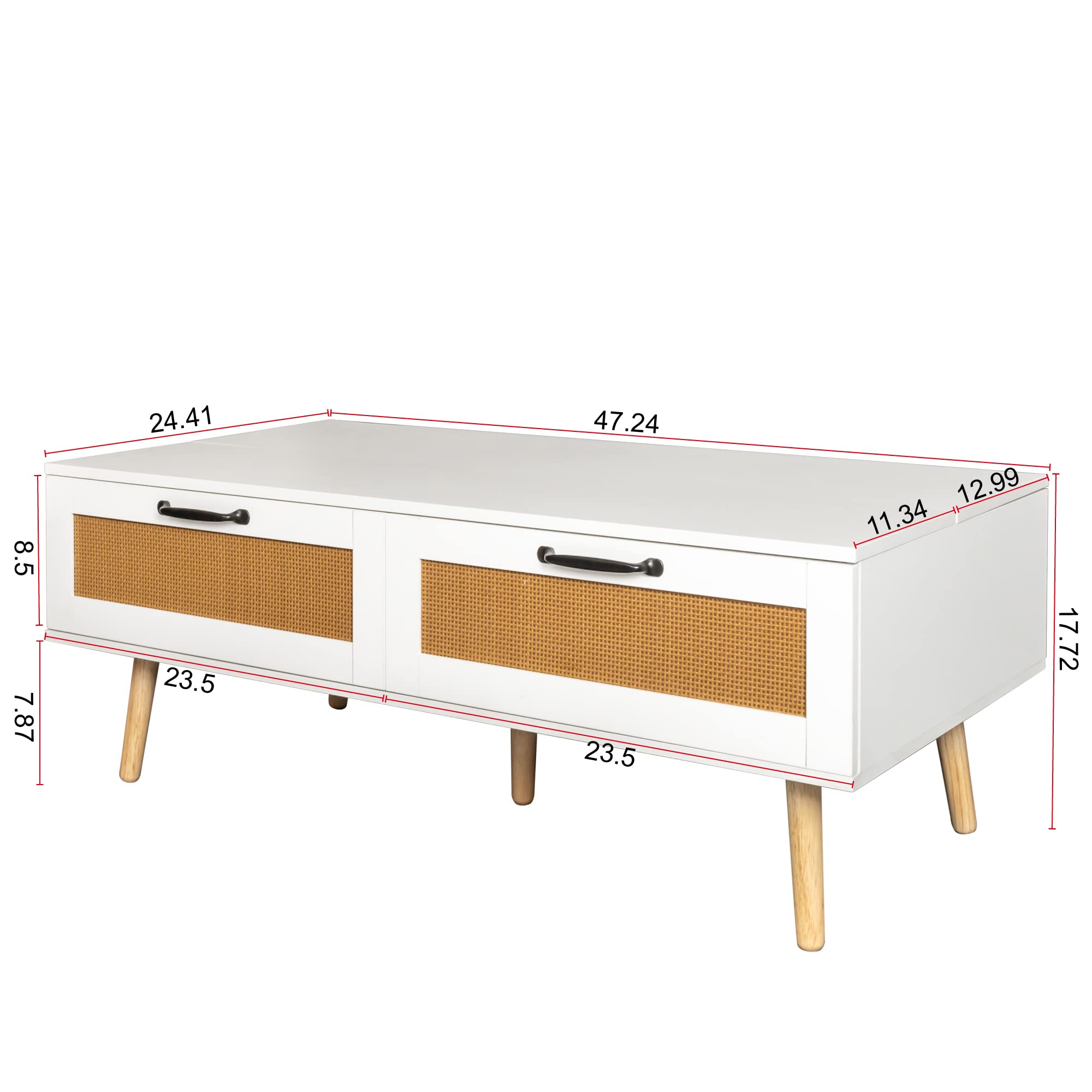 Lift Top Coffee Table, Modern Coffee Table with 2 Storage Drawers,Center Table with Lift Tabletop for Living Room, Office