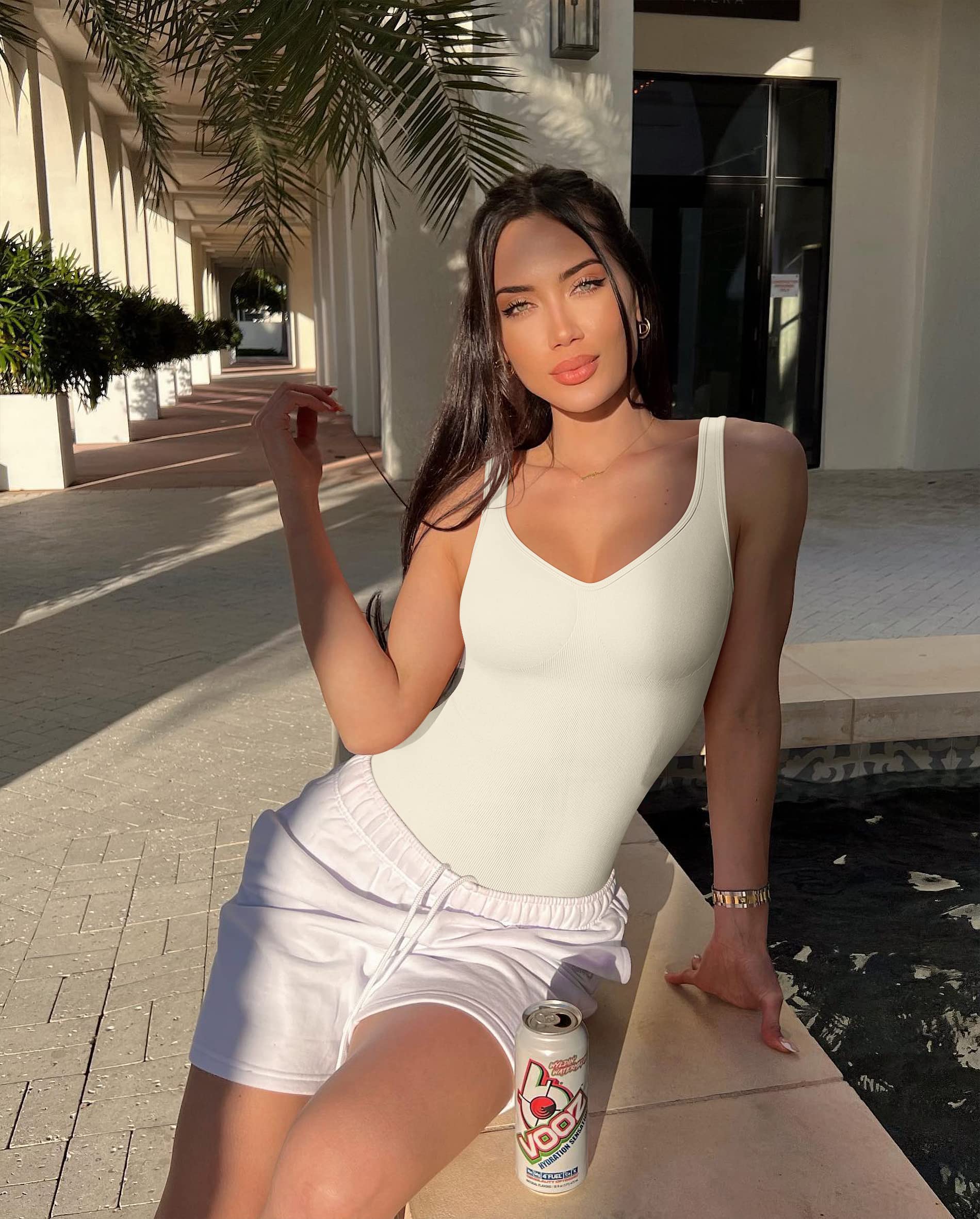 OQQ Women's 3 Piece Bodysuits Sexy Ribbed Sleeveless Shapewear Tank Tops 2025 Summer Leotard Black Coffee Beige