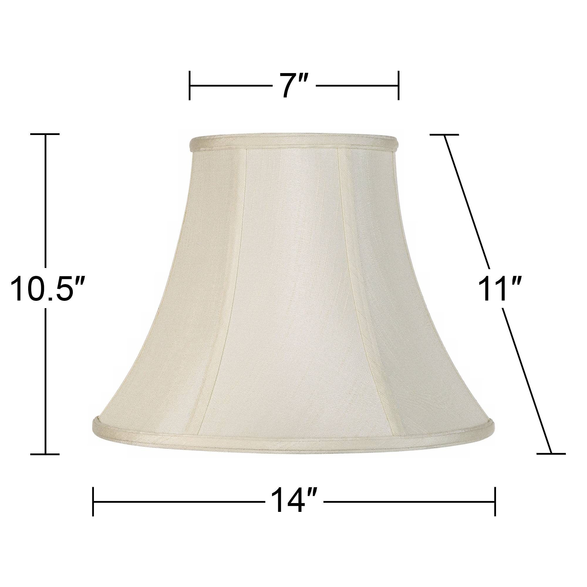 Creme Medium Bell Lamp Shade 7" Top x 14" Bottom x 11" Slant x 10.5" High (Spider) Replacement with Harp and Finial - Springcrest