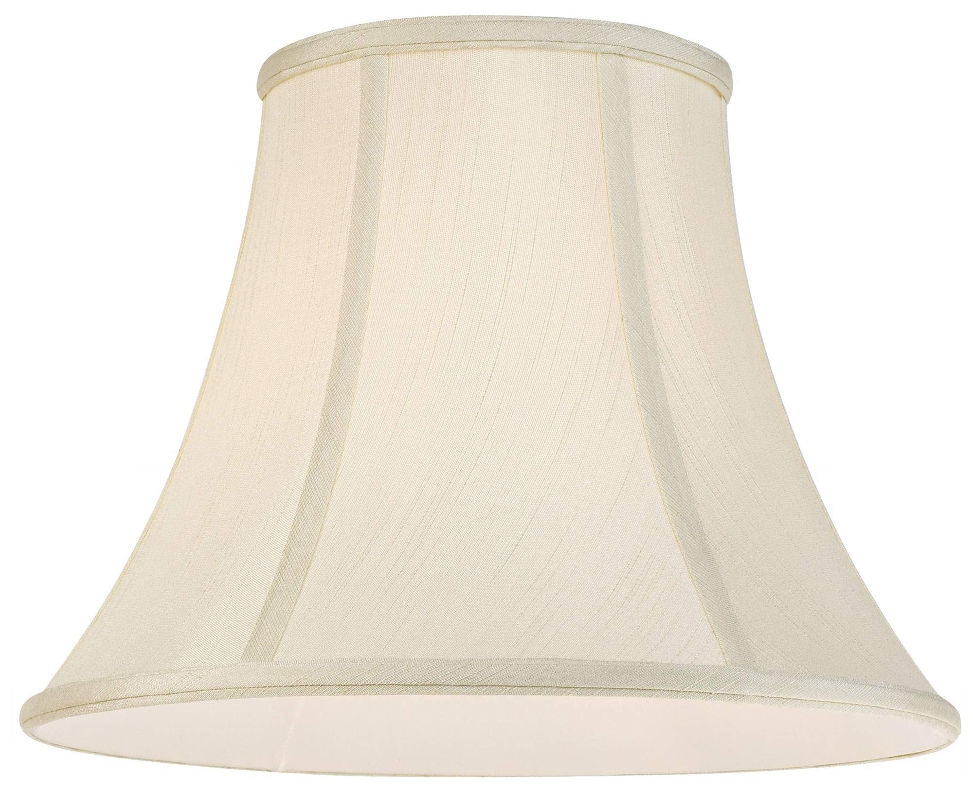 Creme Medium Bell Lamp Shade 7" Top x 14" Bottom x 11" Slant x 10.5" High (Spider) Replacement with Harp and Finial - Springcrest