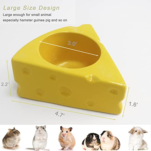 Zhilishu Hamster Food Bowl, 2 Packs Guinea Pig Food & Water Bowls Ceramic Cheese Shape Feeding Drinking Bowl Food Dish Prevent Moving for Small Animals Rabbit Bunny Gerbil Rat Mice (White)