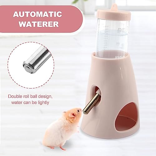 CALIDAKA 2 Pcs 80 ml Hamster Water Bottle Set, 1 Freestabding Waterer and 1Cage Hanging Waterer, No Drip Gerbil Water Feeder, for Hamster Gerbils Mice Degus Hedgehog Small-Sized Pet(Pink)