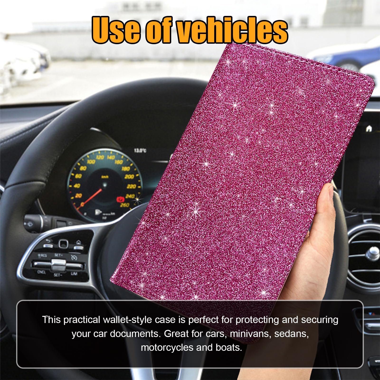 Kewucn Car Registration and Insurance Holder, Leather Auto Glove Box Organizer, Vehicle Compartment Accessories Case for Cards, Driver License & Essential Documents