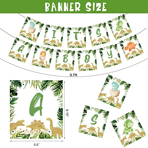 Dinosaur Baby Shower Decorations for Boy, Party Inspo Balloons Garland Arch, Table Decorations, Theme Shower, Backdrop, IT’S A BOY Banner, Hatching Soon Cake Toppers, Green
