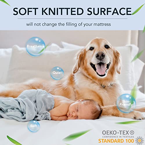 Full Size Mattress Protector 2 Pack Waterproof Mattress Cover Soft Breathable Noiseless Full Mattress Pad Cover Quilted Fitted with Deep Pocket Bed Covers for Pets Kids Adults Full 54"x 75"