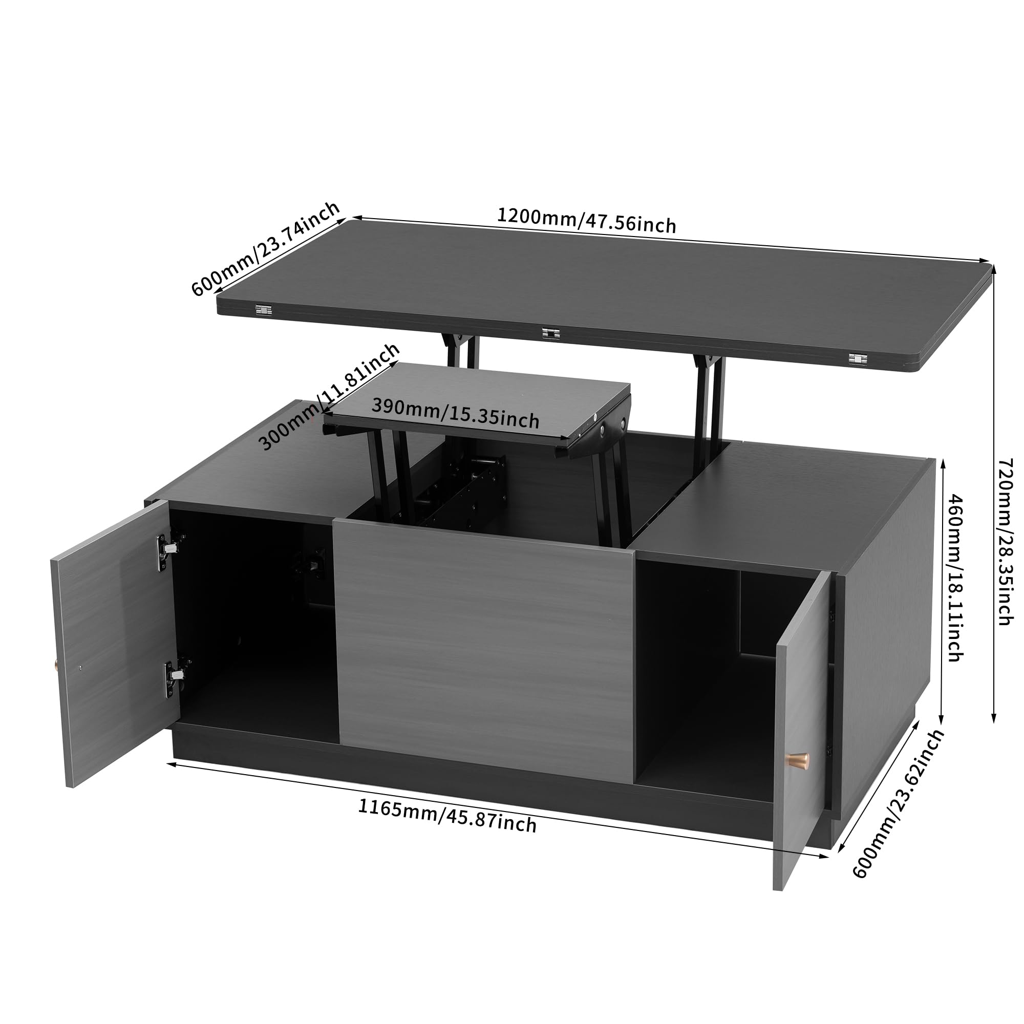 Lift Top Coffee Table with Storage Extendable Desktop, Perfect for Living Room